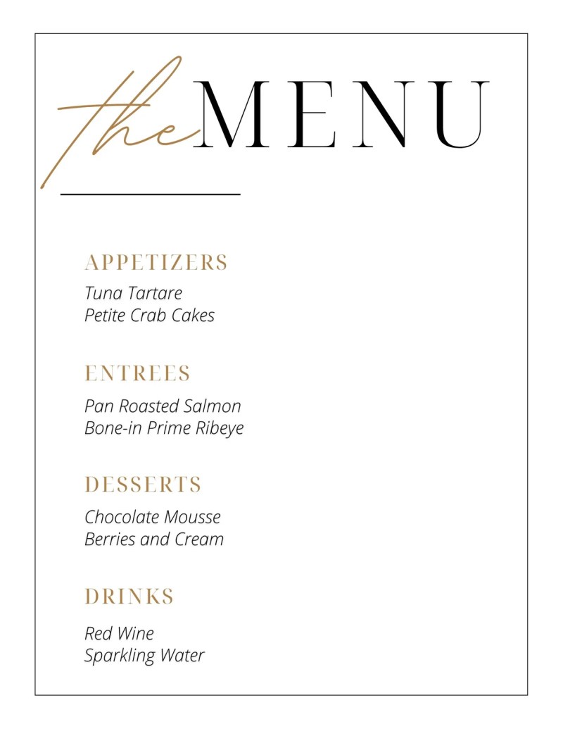 Sample Wedding Menu Template Free Sample Example Format Templates Sample Wedding Menu Template Free Sample Example Format Templates