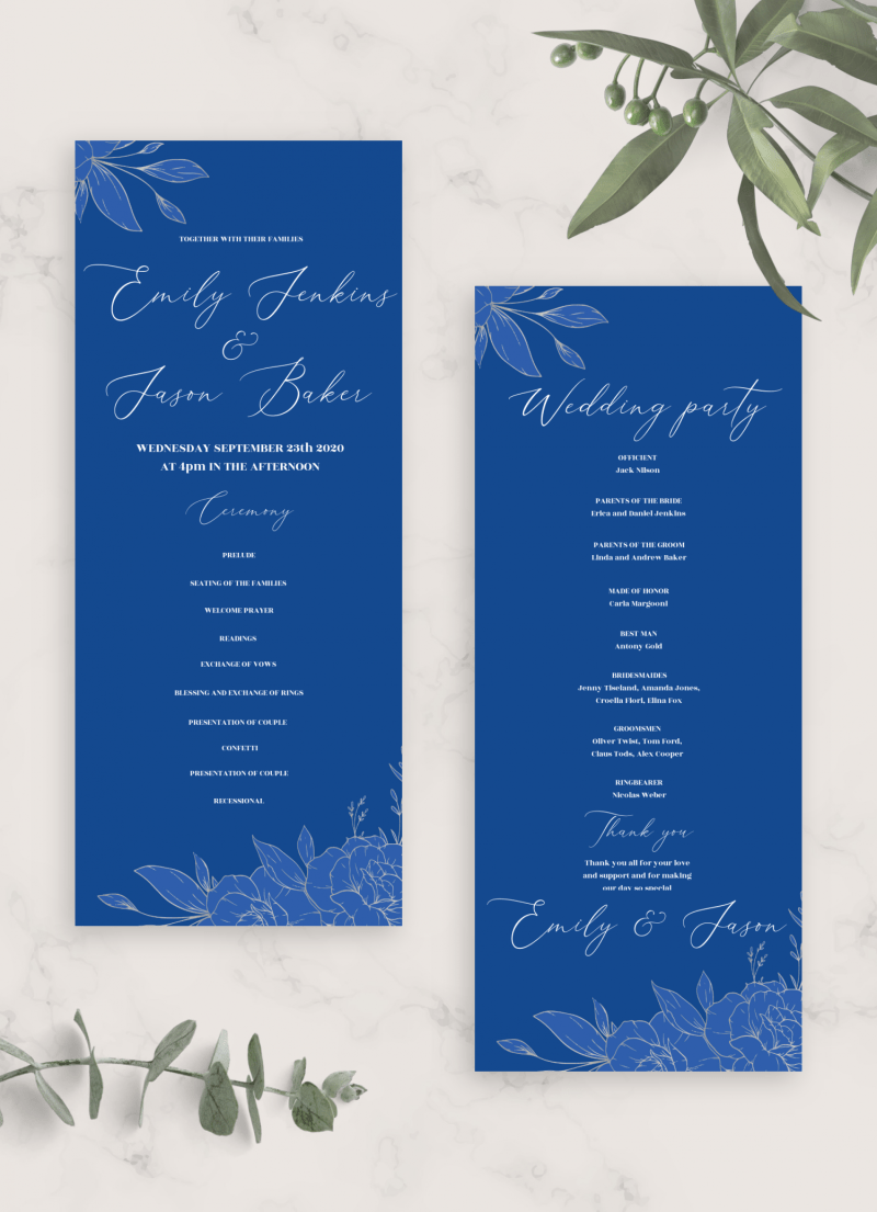 Wedding Reception Programme Template Free Sample Example Format 